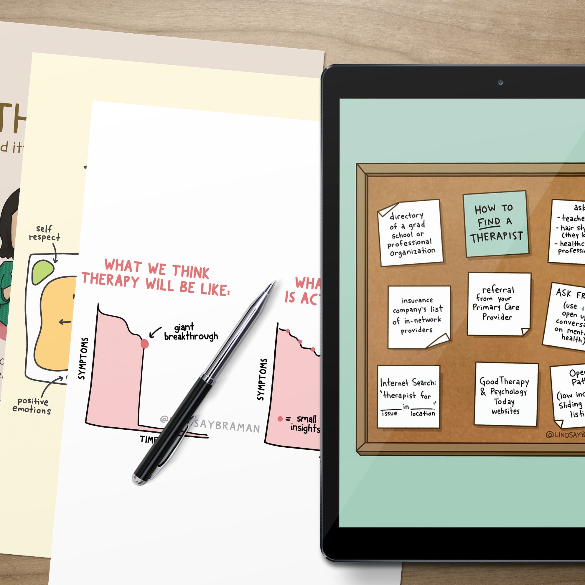 Illustrations about Going to Therapy - LindsayBraman.com